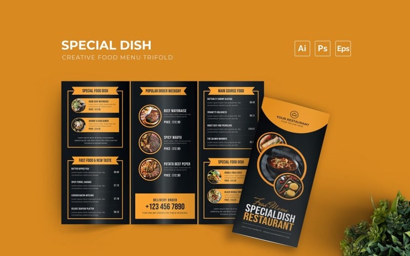 Yellow Special Dish Food Menu #212440 - TemplateMonster