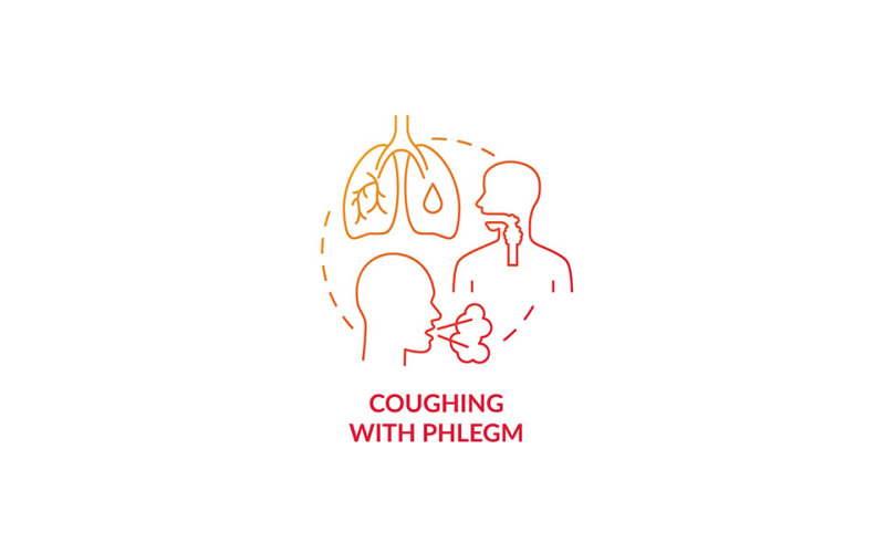 Coughing With Phlegm Red Gradient Concept Icon