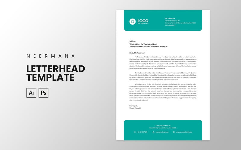 Business Notch Letterhead Template #213280 - TemplateMonster