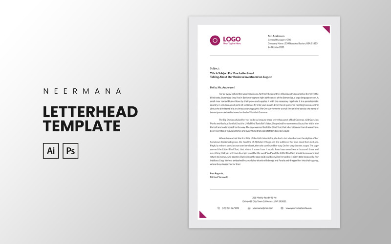 Minimal Frame Letterhead Template #213279 - TemplateMonster