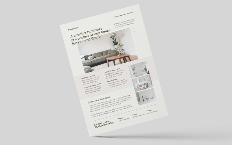 Modelo de folheto de móveis minimalistas - TemplateMonster