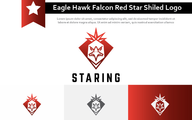Eagle Hawk Falcon Red Star Crown Shiled Logotyp
