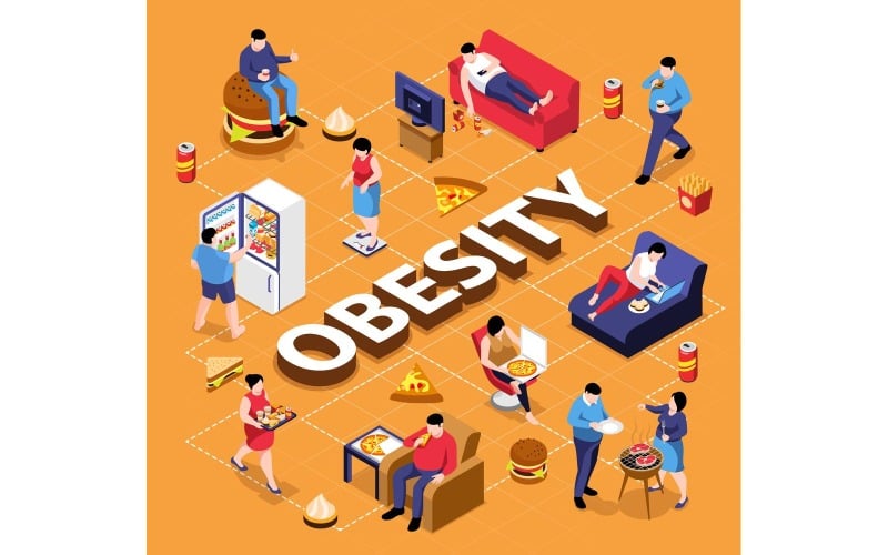 Isometric Obesity Flowchart 201110508 Vector Illustration Concept