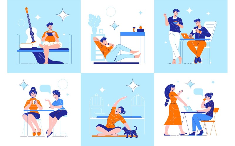 Man Woman Daily Routine Design Concept 201051809 Vector Illustration ...