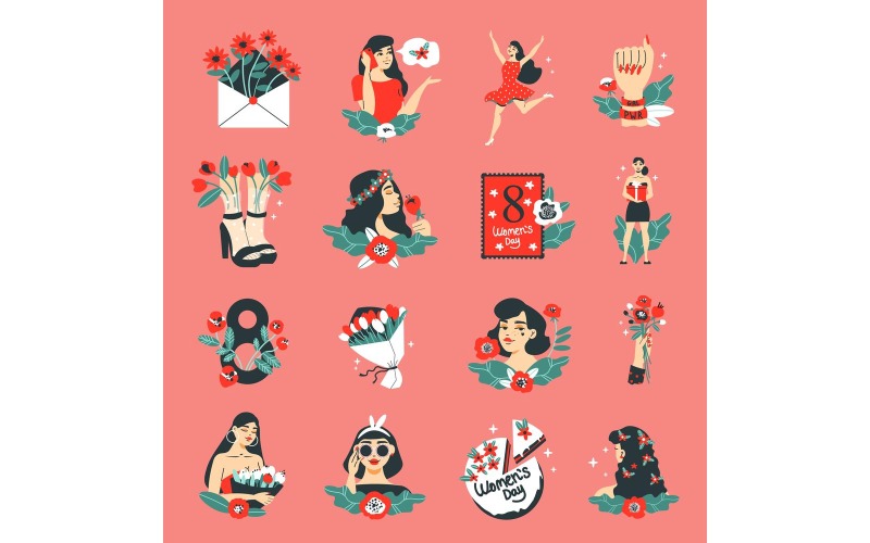 International Womens Day Color Set 201160530 Vector Illustration Concept