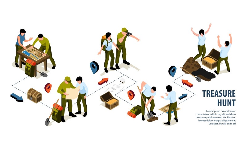 Isometric Treasure Hunt Infographics 201210511 Vector Illustration Concept