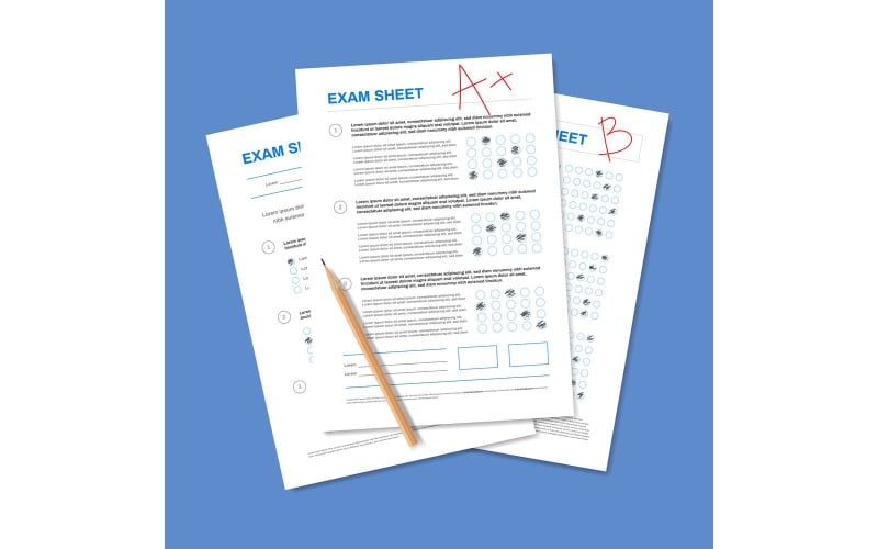 Realistic Test Paper Pencil 201151815 Vector Illustration Concept