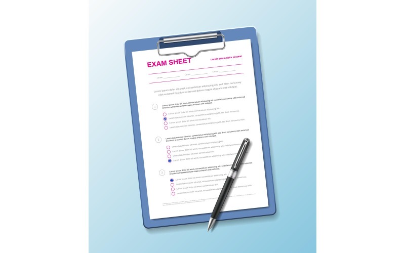 Realistic Test Paper Questionnaire Clipboard 201151813 Vector ...