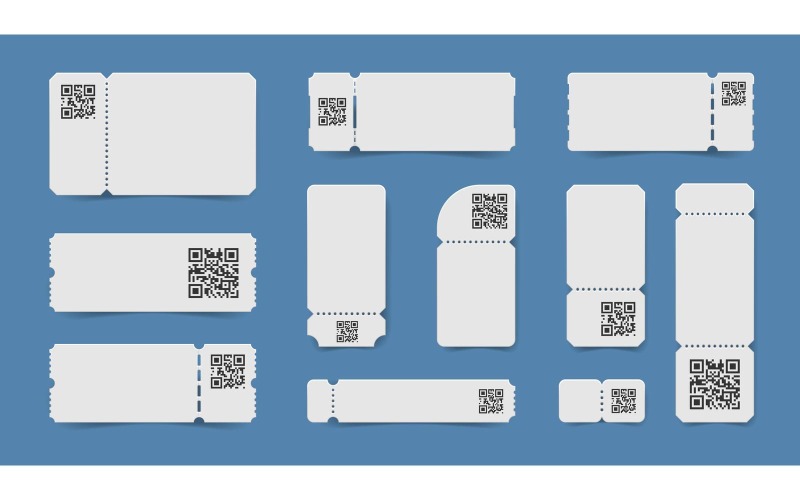 Realistic Empty Ticket Mockup Qr Codes 201151808 Vector Illustration ...