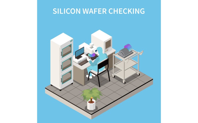 Halbleiter-Chip-Produktion isometrische 200910908 Vektor-Illustration ...