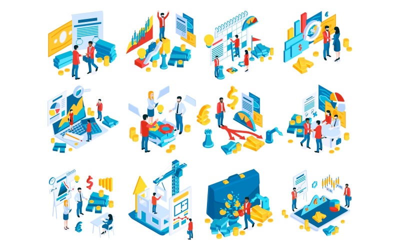 Isometric Successful Investment Strategy Set 200850415 Vector ...