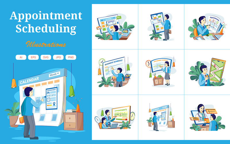 M348 - Appointment Scheduling Illustrations - TemplateMonster