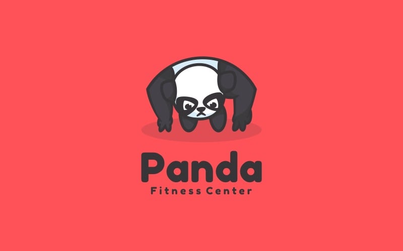 Panda Push Up Cartoon Logo #216193 - TemplateMonster