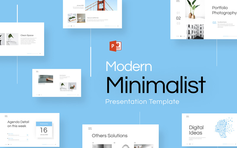 Modèle PowerPoint de minimaliste moderne - TemplateMonster