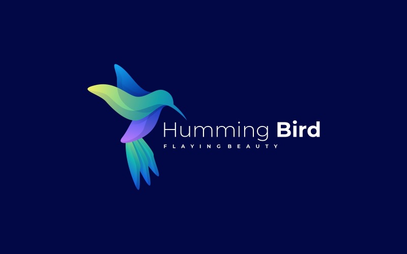 Vector Hummingbird Gradient Logo #216441 - TemplateMonster