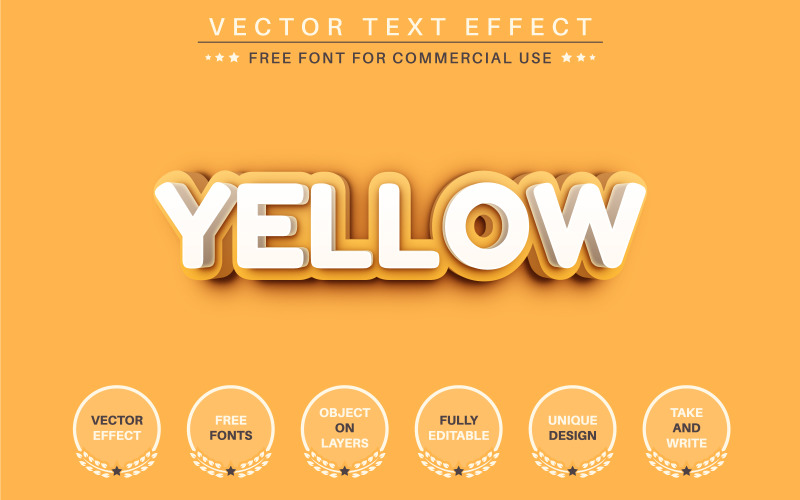 Yellow - Editable Text Effect, Font Style, Graphics Illustration