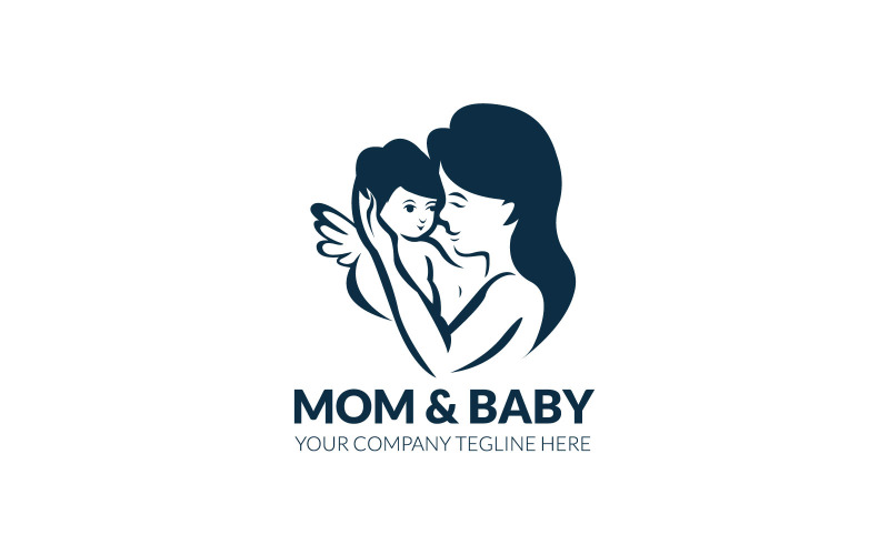 Modelo de design de logotipo para mamãe e bebê