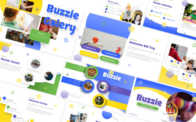 Buzzie Kids Learning Powerpoint Template - TemplateMonster
