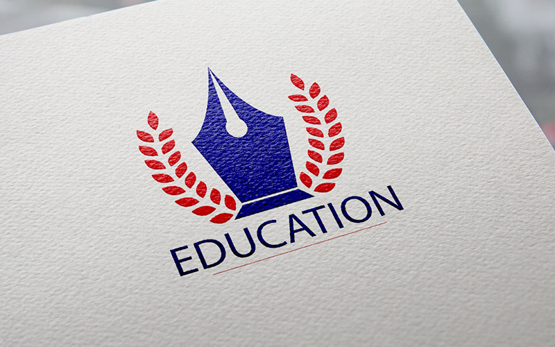 Stylo créatif avec modèle de logo de feuille