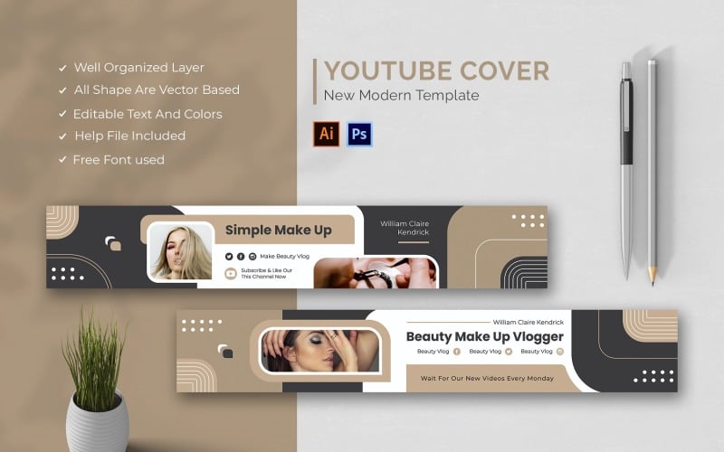 Beauty Vlog Youtube Cover #217975 - TemplateMonster