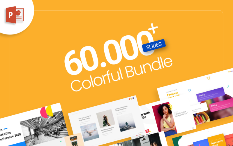 60.000+ Colorful Bundle PowerPoint Template - TemplateMonster