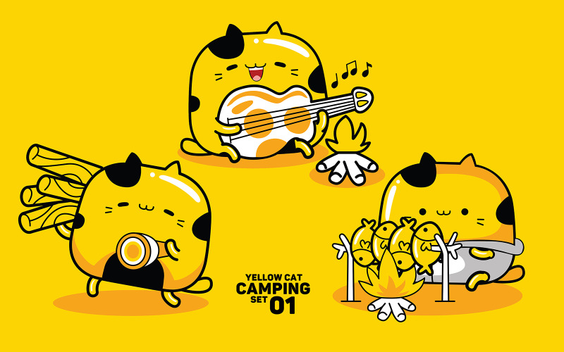Gele Kat Campingset #01 #218045 - TemplateMonster