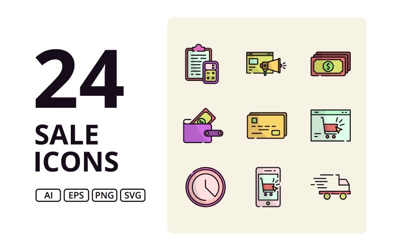 Icônes de vente en deux variantes #218450 - TemplateMonster