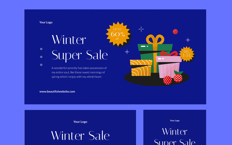 Winter Sale Social Media Ads Template - Retro Style