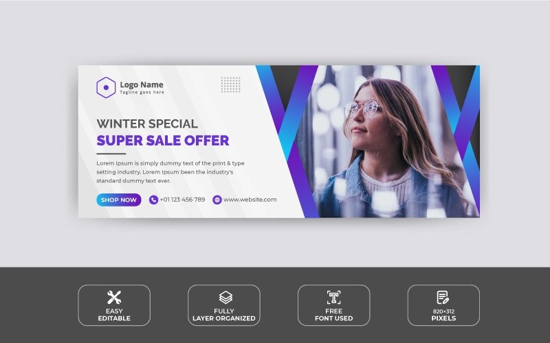Creative Modern Corporate Violet Facebook Cover Design