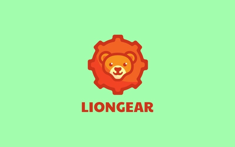 Lion Gear Simple Mascot Logo #218794 - TemplateMonster