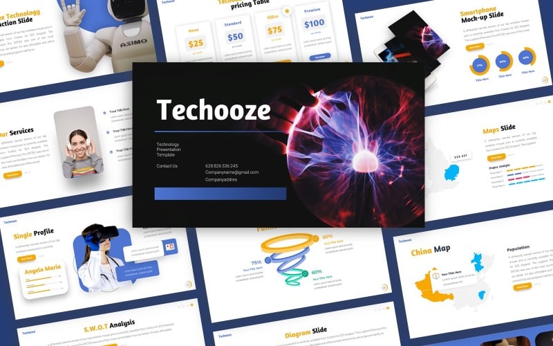 Techooze Technologie Mehrzweck-PowerPoint-Vorlage