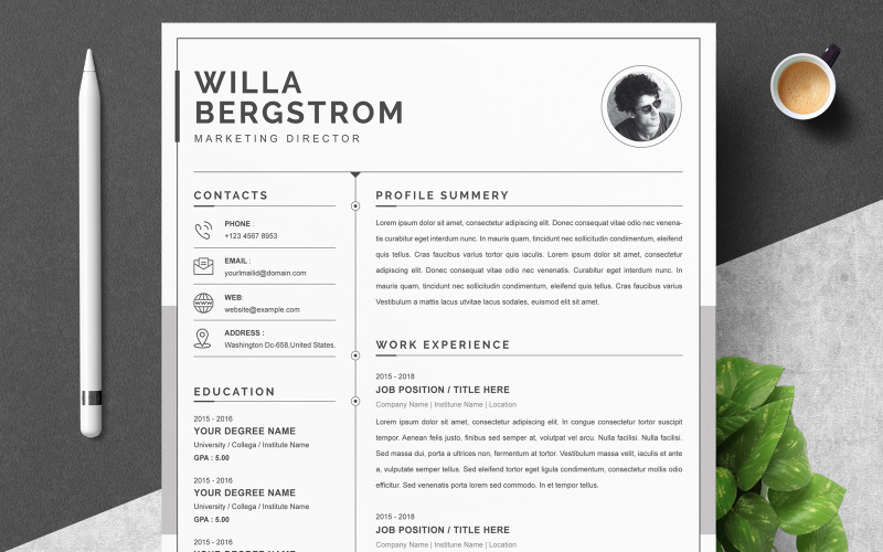 Willa / Plantillas de CV imprimibles - TemplateMonster
