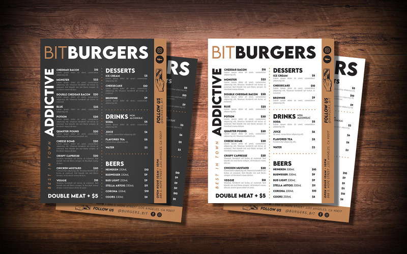 4 Modern Restaurant Or Bar Menu #218900 - TemplateMonster