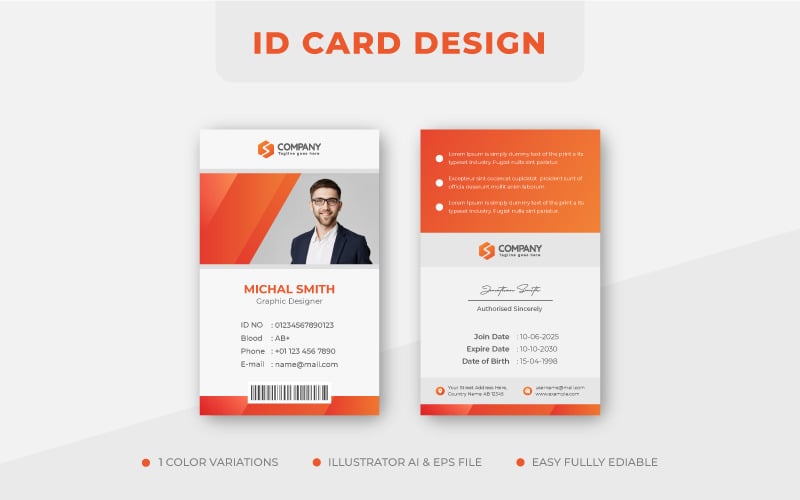 Professional Office ID Card Template - TemplateMonster