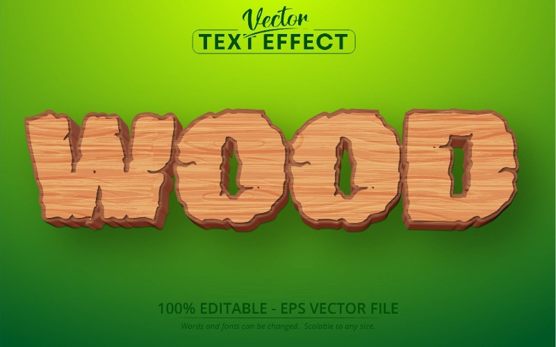 Wood - Editable Text Effect, Cartoon Wooden Font Style, Graphics ...