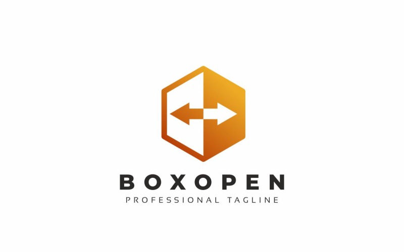Modèle de logo ouvert de boîte hexagonale - TemplateMonster