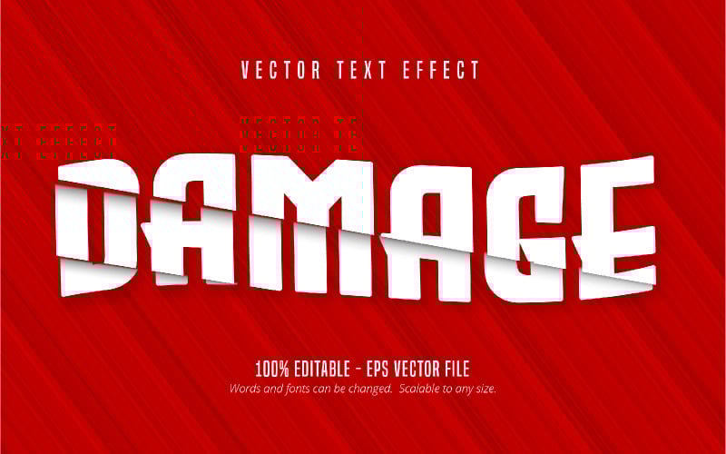Damage - Editable Text Effect, Cutout Cartoon Font Style, Graphics ...