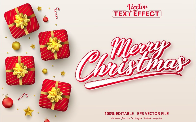 Merry Christmas - Editable Text Effect, Cartoon Font Style, Graphics ...