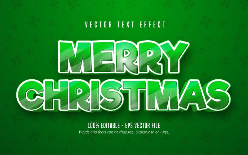 Merry Christmas - Editable Text Effect, Green Cartoon Font Style ...