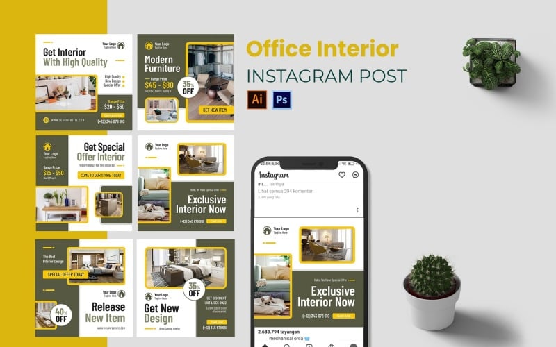 Office Interior Instagram Post #220017 - TemplateMonster