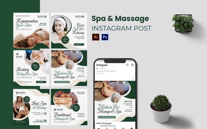 Spa and Massage Instagram Post #220071 - TemplateMonster