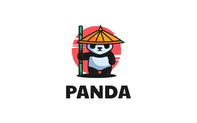 Plantilla de logotipo de dibujos animados de mascota panda