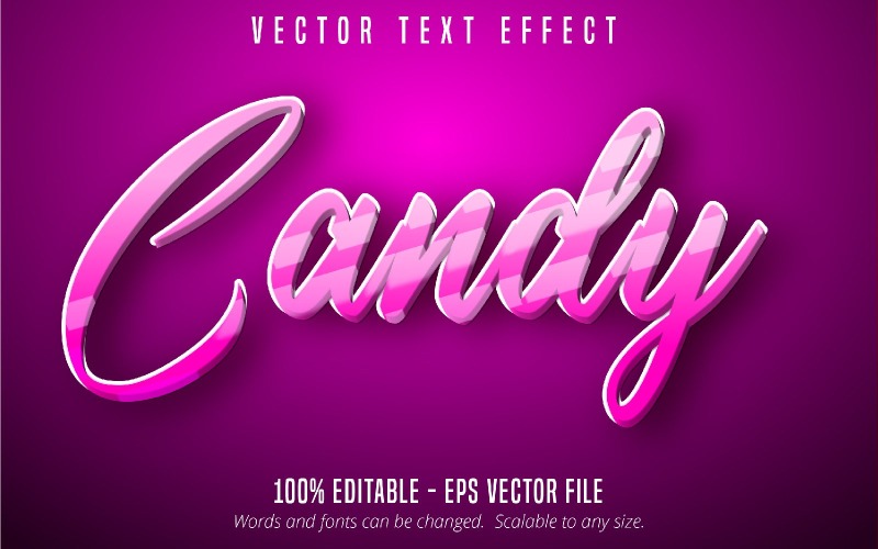 Candy - Editable Text Effect, Light Pink Color Cartoon Text Style ...
