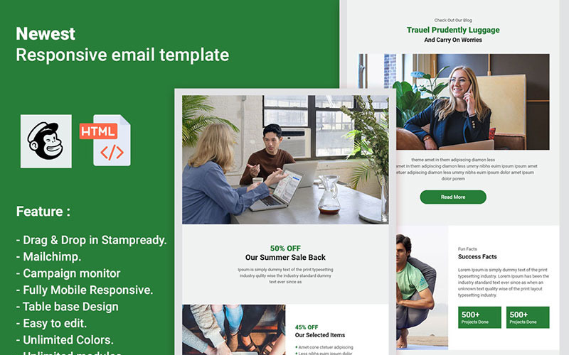 Neueste - Html Responsive E-Mail-Vorlage - TemplateMonster