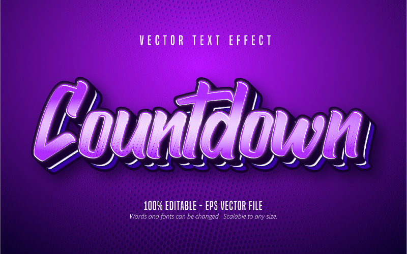 Countdown - Editable Text Effect, Cartoon And Purple Text Style ...