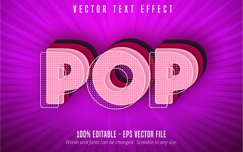 Pop - Editable Text Effect, Cartoon And Purple Text Style, Graphics ...