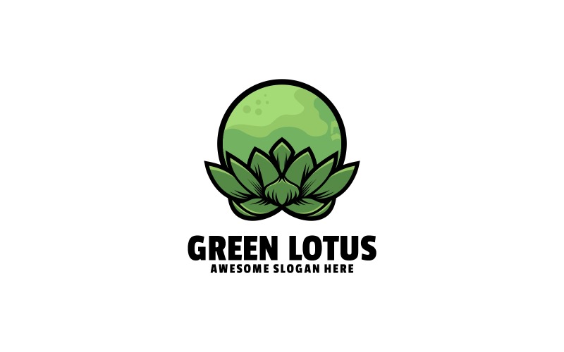 Logotipo do Green Lotus Simple Mascot - TemplateMonster