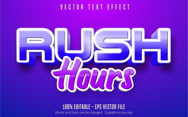 Rush Hours - Editable Text Effect, Cartoon Text Style, Graphics ...