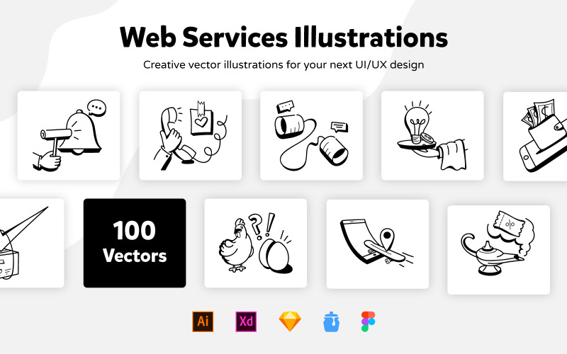100 ilustraciones de servicios web #221590 - TemplateMonster
