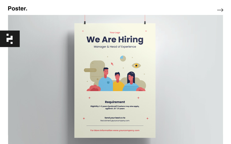 Modèle d'affiche créative de poste vacant